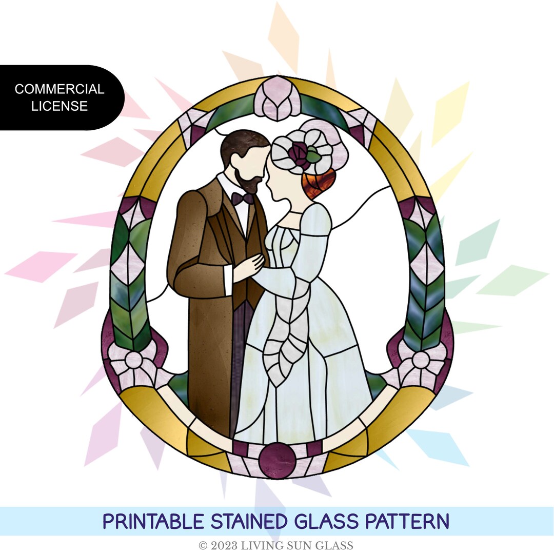Bride and Groom Stained Glass Pattern - Digital Pattern Download ...