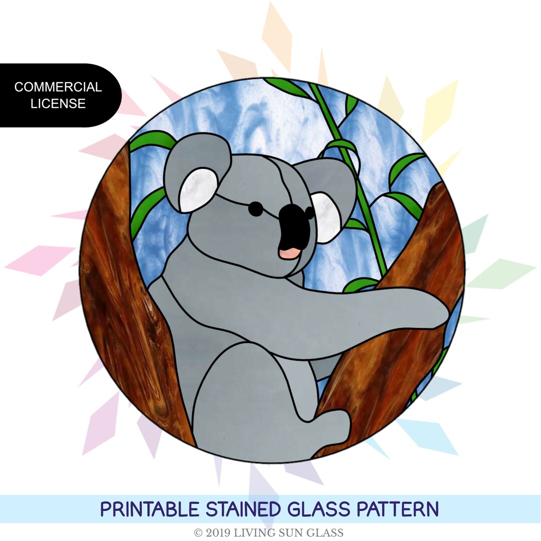 Koala Stained Glass Pattern - Commercial License - Etsy