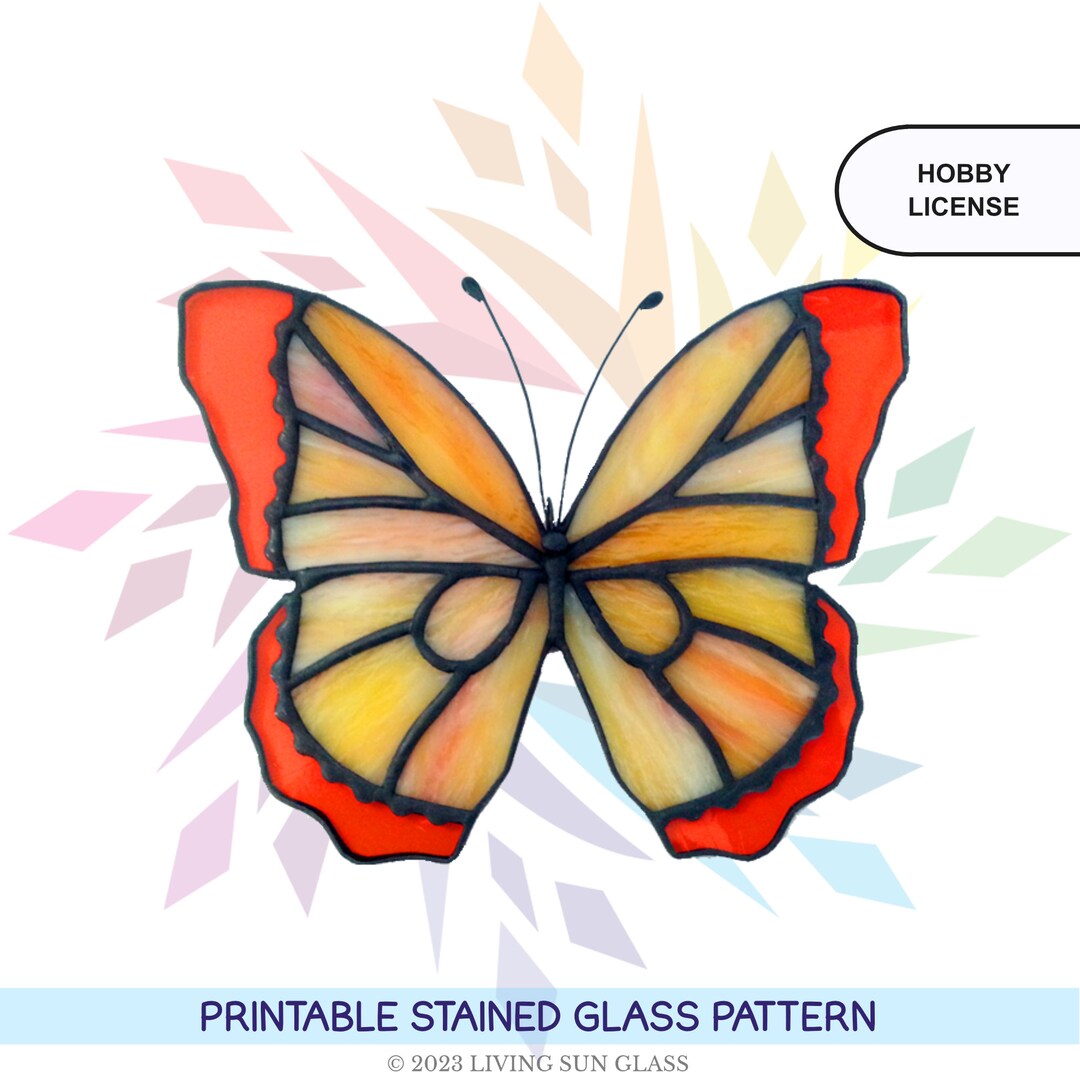 Butterfly Stained Glass Pattern - Printable Digital Download PDF ... Butterfly Stained Glass Pattern - Printable Digital Download PDF ...