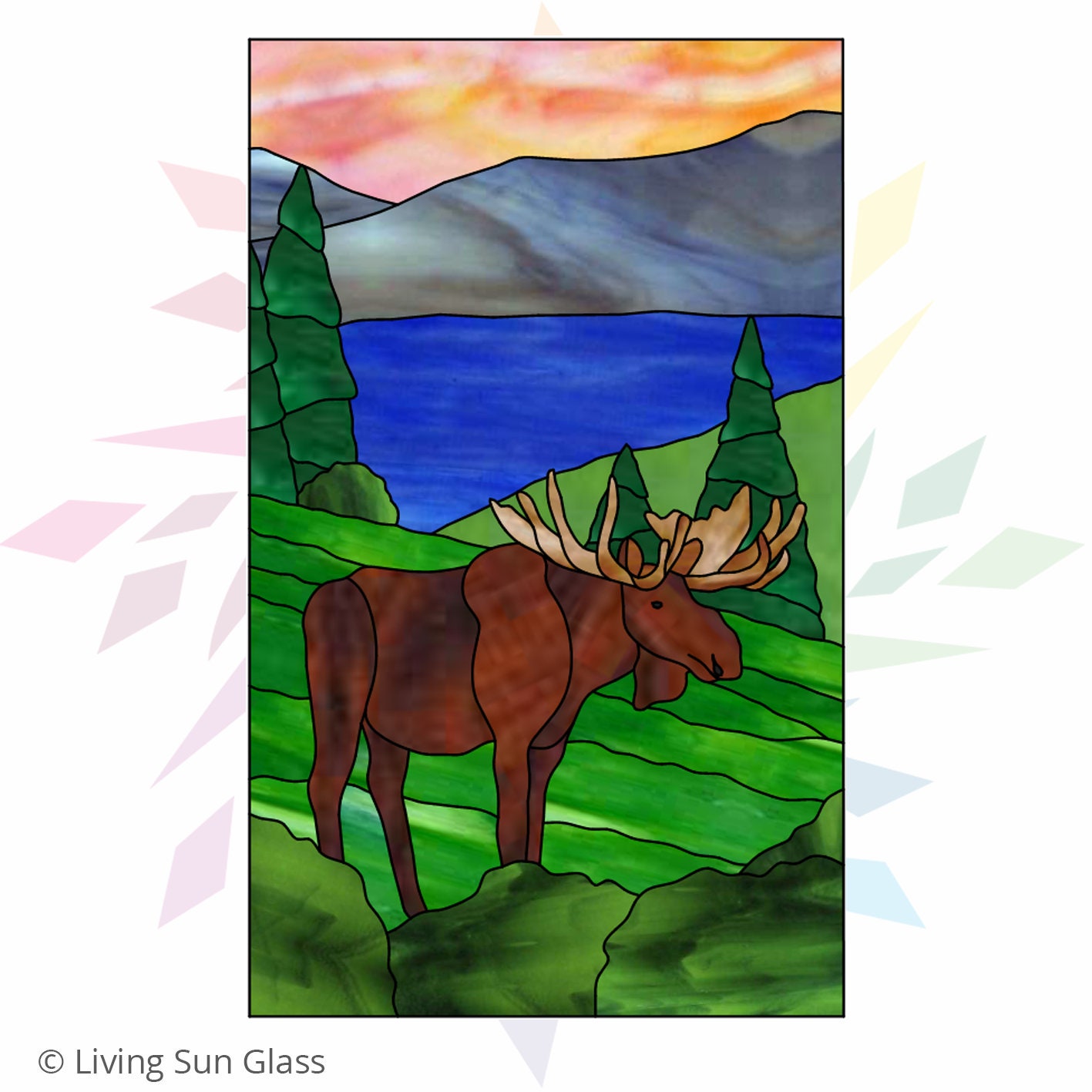Moose Pattern Stained Glass Panel Printable Pattern Digital - Etsy Canada