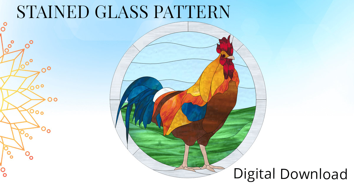 Rooster Stained Glass Pattern - Etsy UK