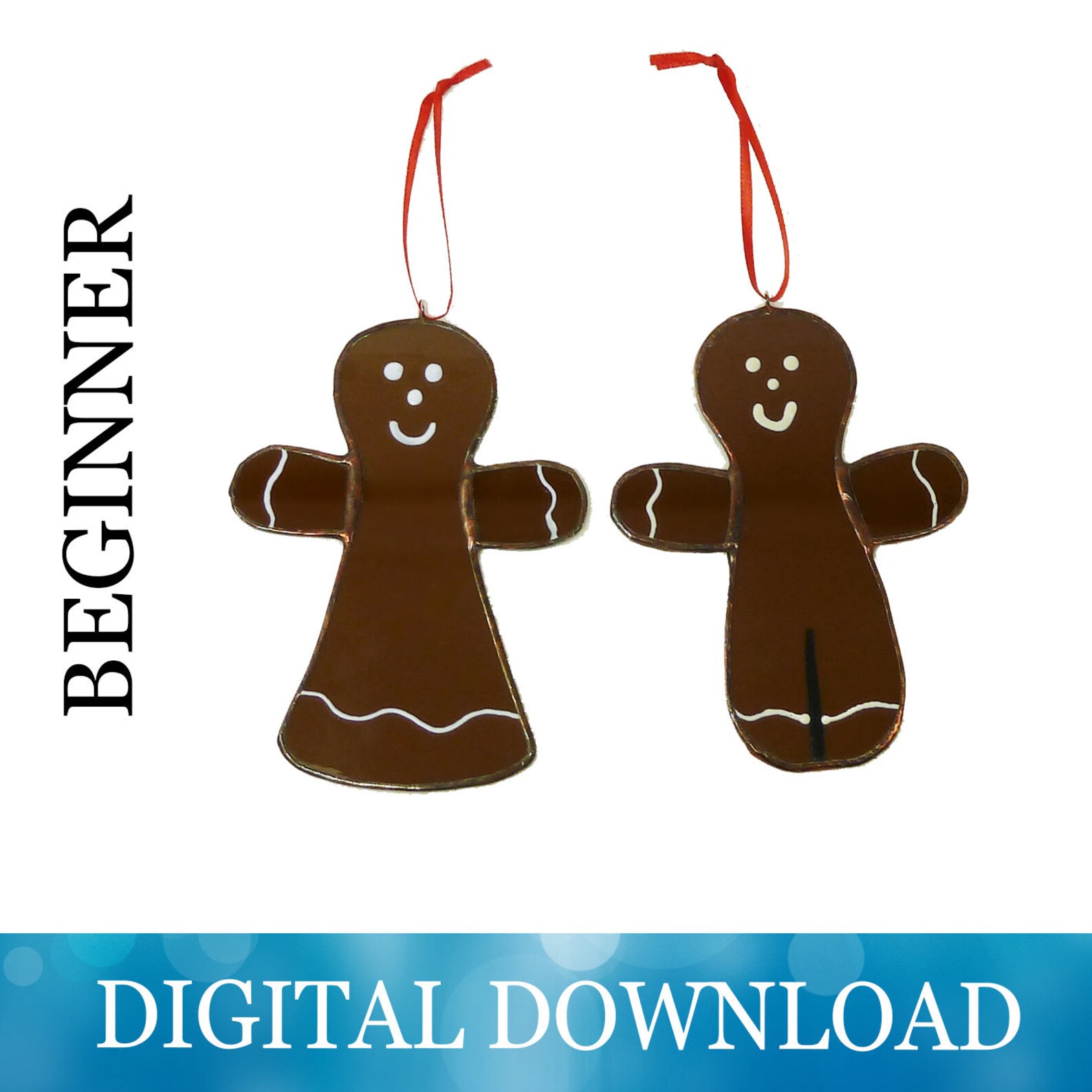 Gingerbread Ornament Pattern Stained Glass for Kids - Etsy