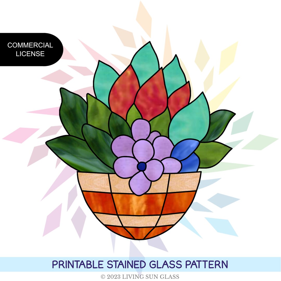 Hanging Planter Stained Glass Pattern - Digital Pattern Download ...