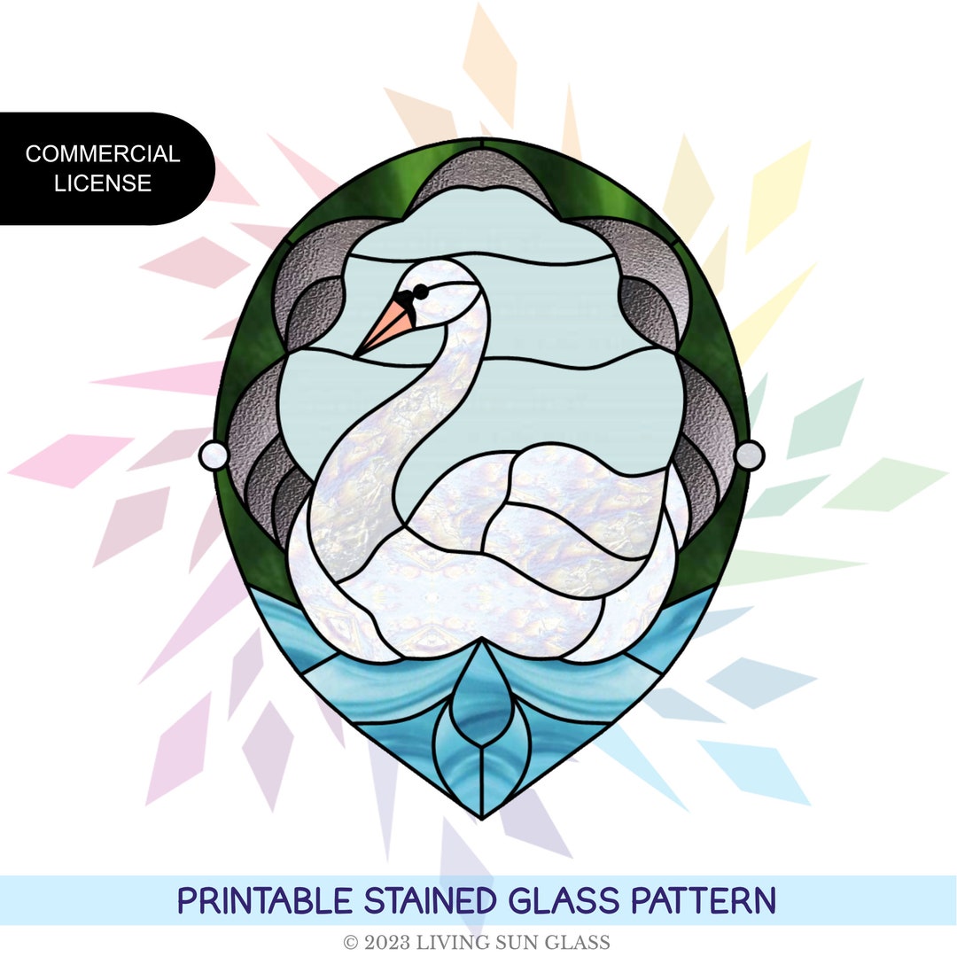 Swan Stained Glass Pattern - Digital Pattern Download - Commercial ...