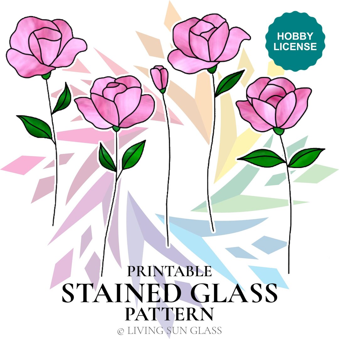 Stained Glass Wild Rose Pattern – Printable PDF Download – DIY Flower ...