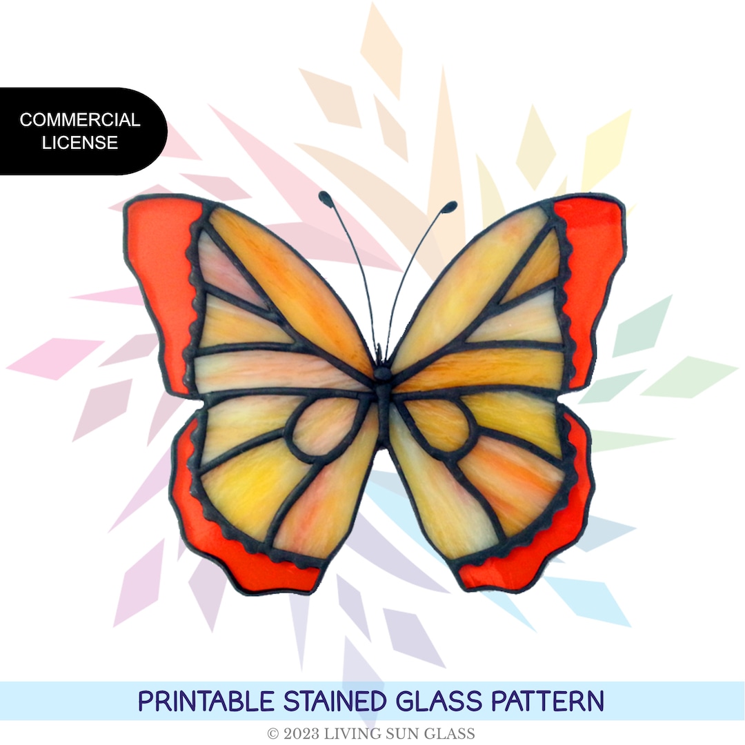 Butterfly Stained Glass Pattern - Digital Pattern Download - Commercial ...