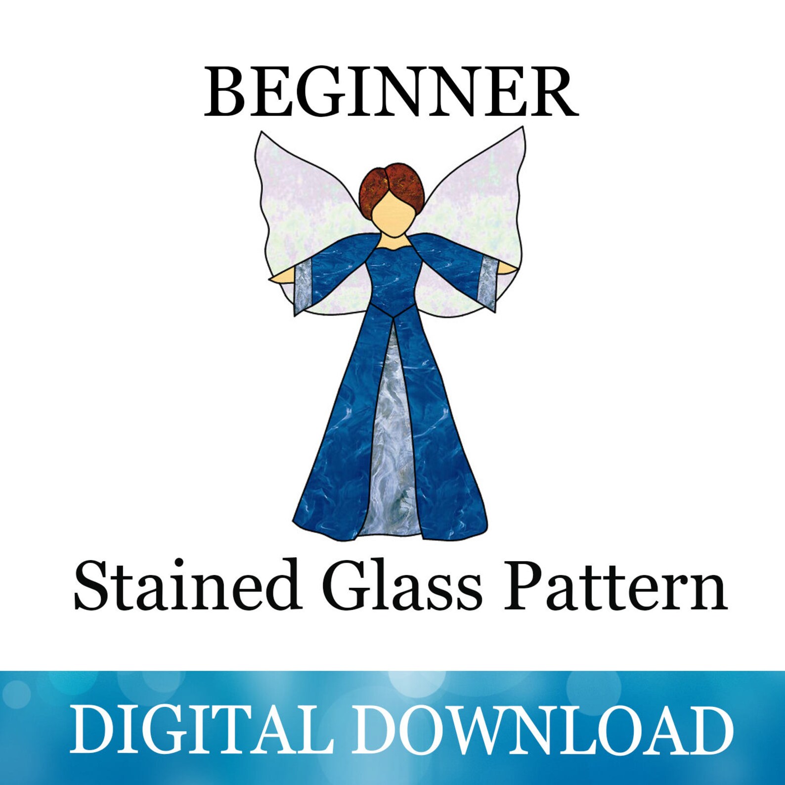 Stained Glass Angel Pattern - Easy Stained Glass Angel Design - Angel ...