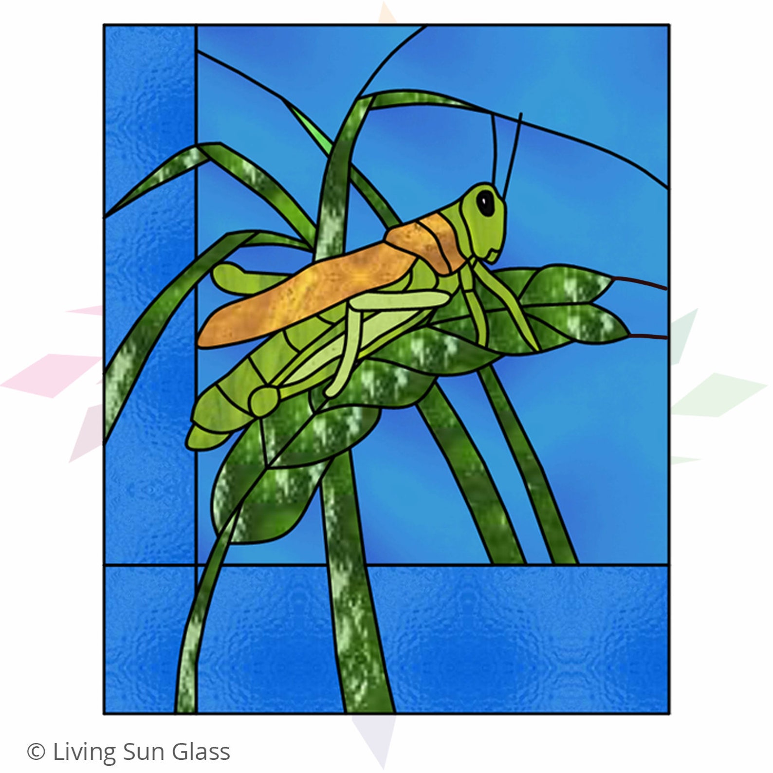 Grasshopper Stained Glass Pattern Panel Printable Pattern | Etsy
