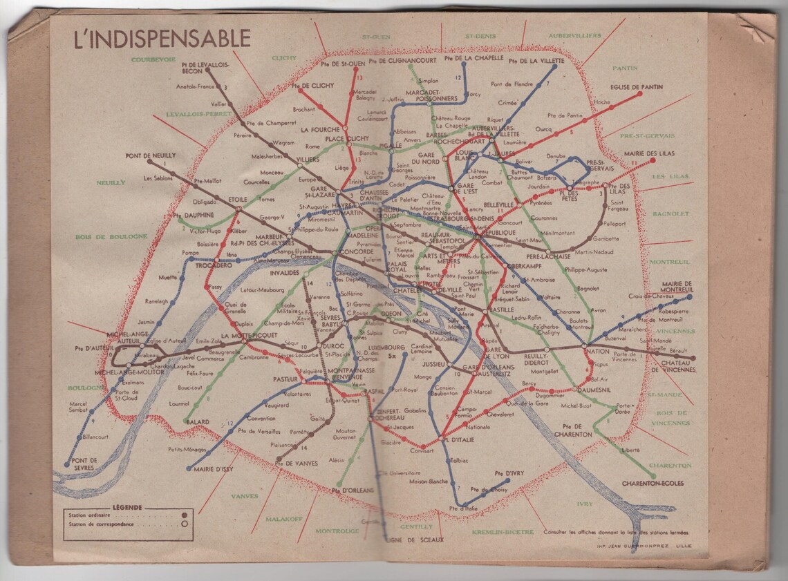 Vintage 1940s Paris France Guide Book and Maps | Etsy
