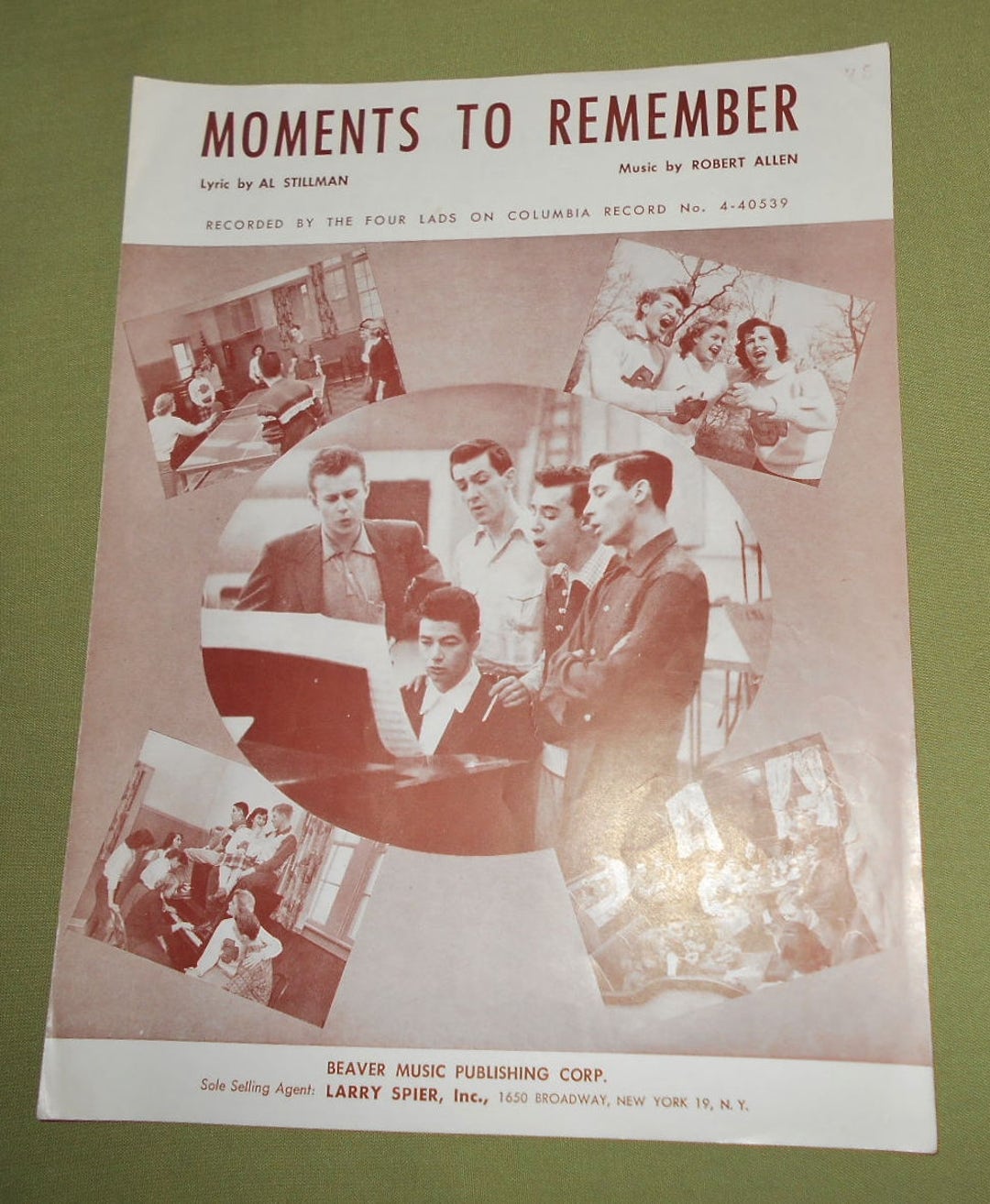 Sheet Music 1955 1956 2 Pieces Moments to Remember & No Not - Etsy