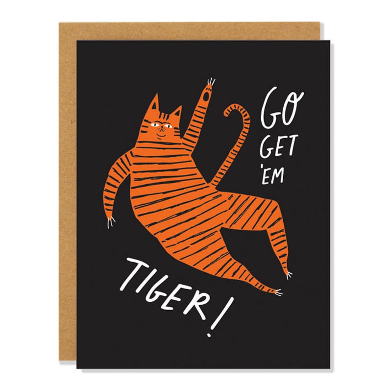 Go Get 'em Tiger Greeting Card - Etsy