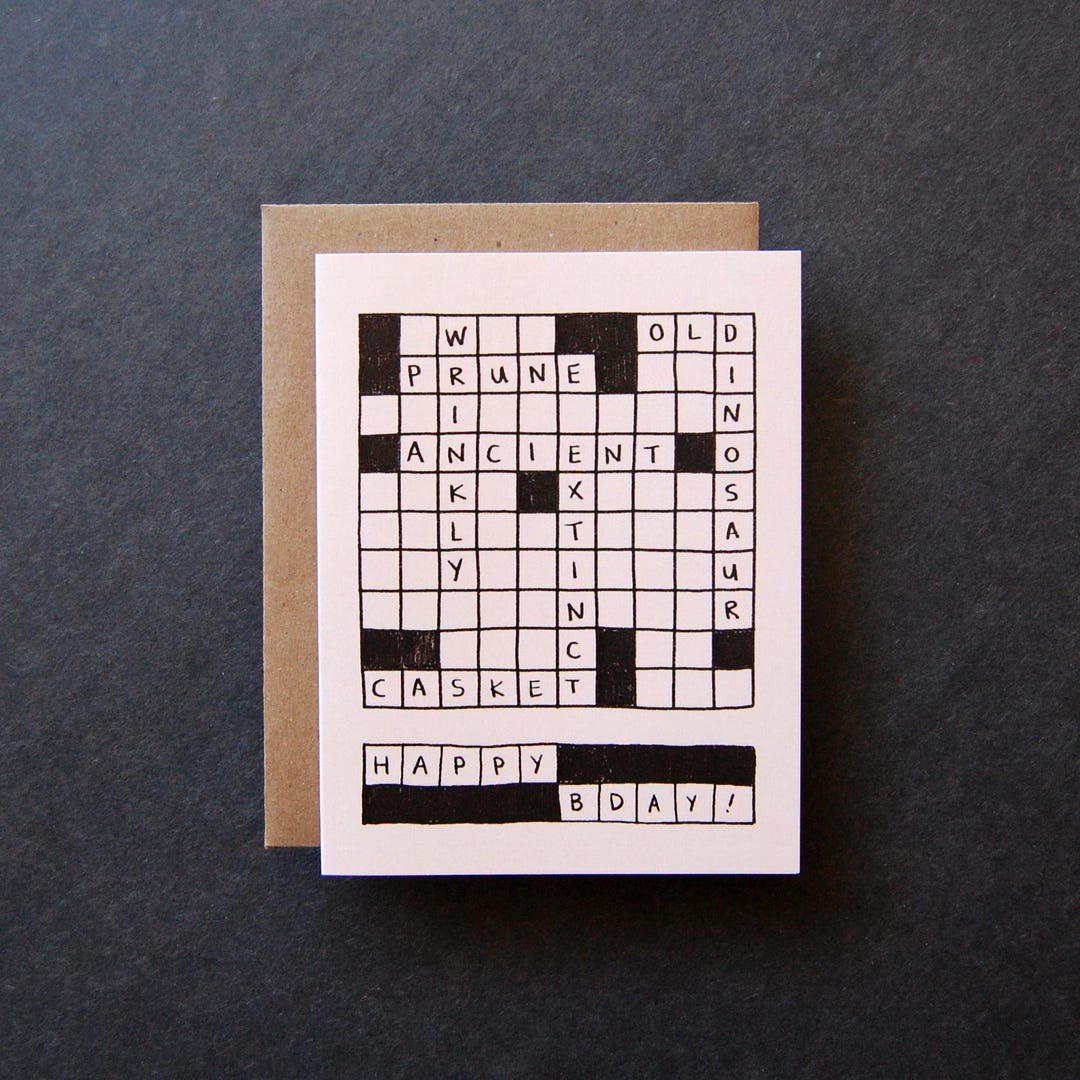 Crossword Birthday - Birthday Card - Etsy