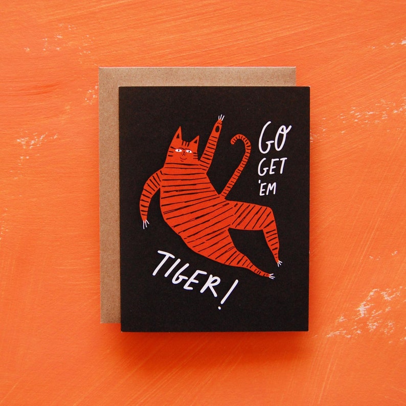 Go Get 'em Tiger Greeting Card - Etsy