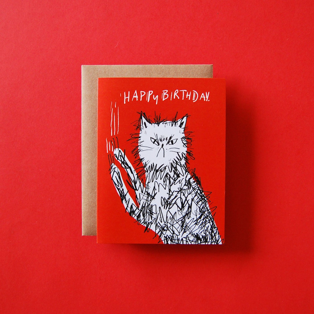 Scratchy Birthday - Snitty Kitty Birthday Card - Etsy