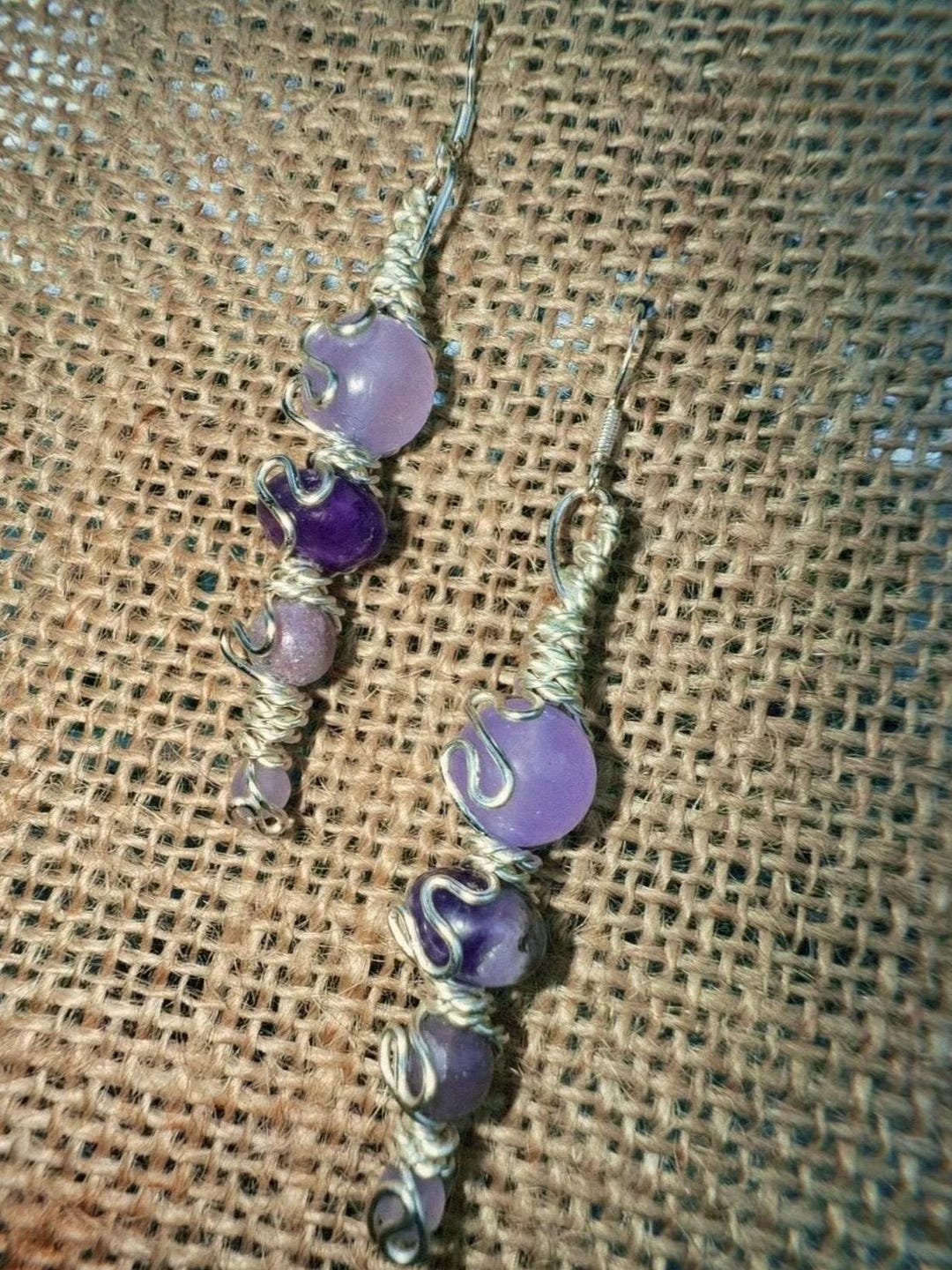 Purple Quartzite and Amethyst Drop Earrings - Etsy