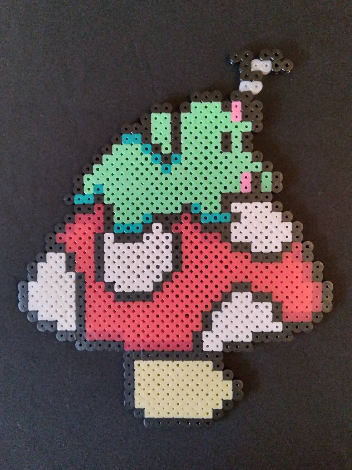 Cute Amanita Mushroom With Sleeping Toad Frog Pixel Art Bead Etsy