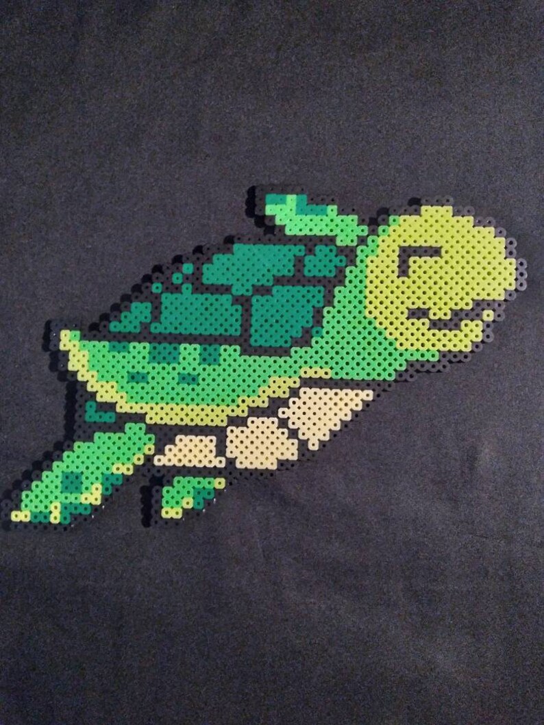 happy-cute-green-sea-turtle-pixel-art-bead-sprite-perler-kandi-etsy