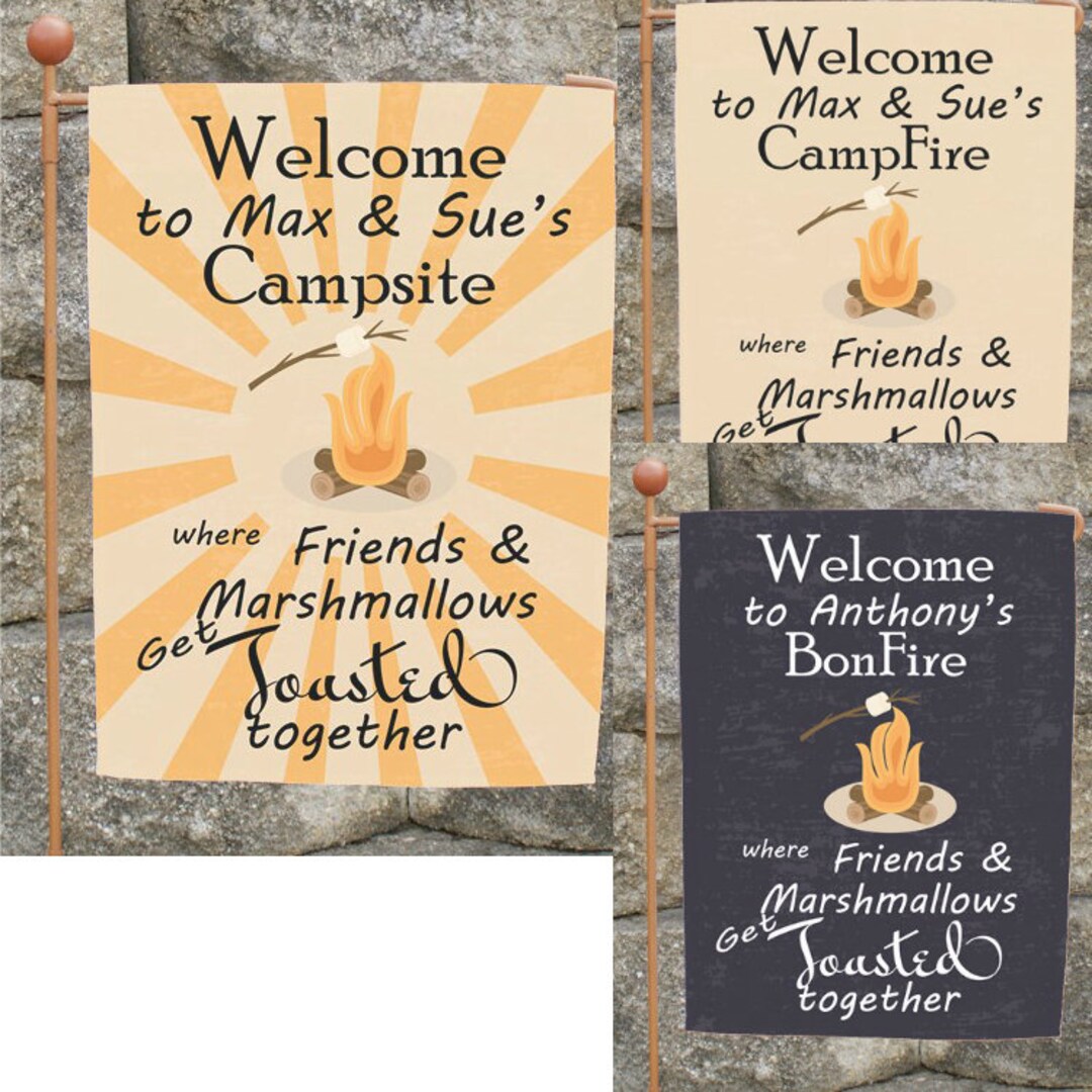Personalized Camping Flag, Custom Campfire Flag, Custom Camp Site Flag ...