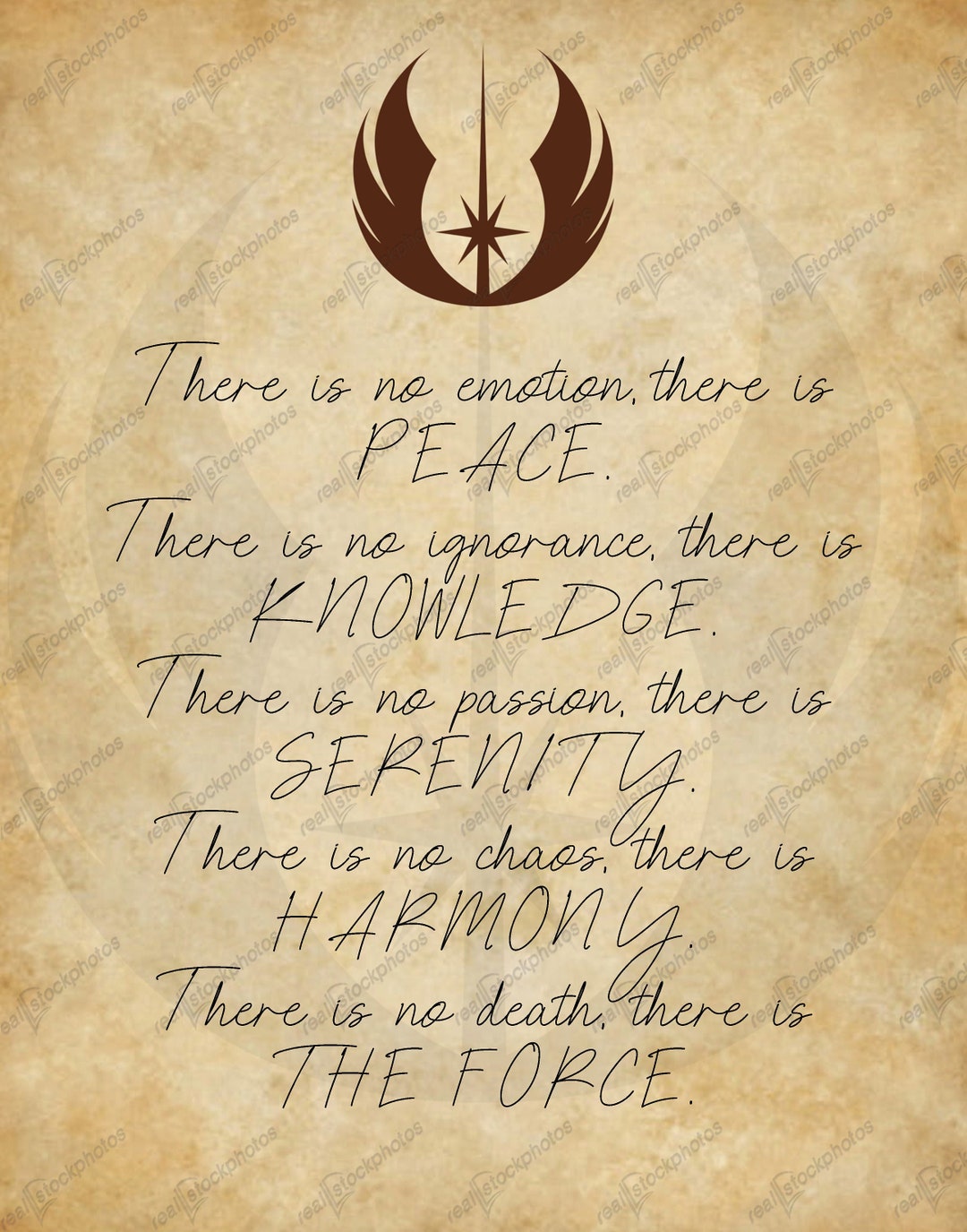Jedi Code Digital Print Download, Star Wars to Print, Jedi to Print ...