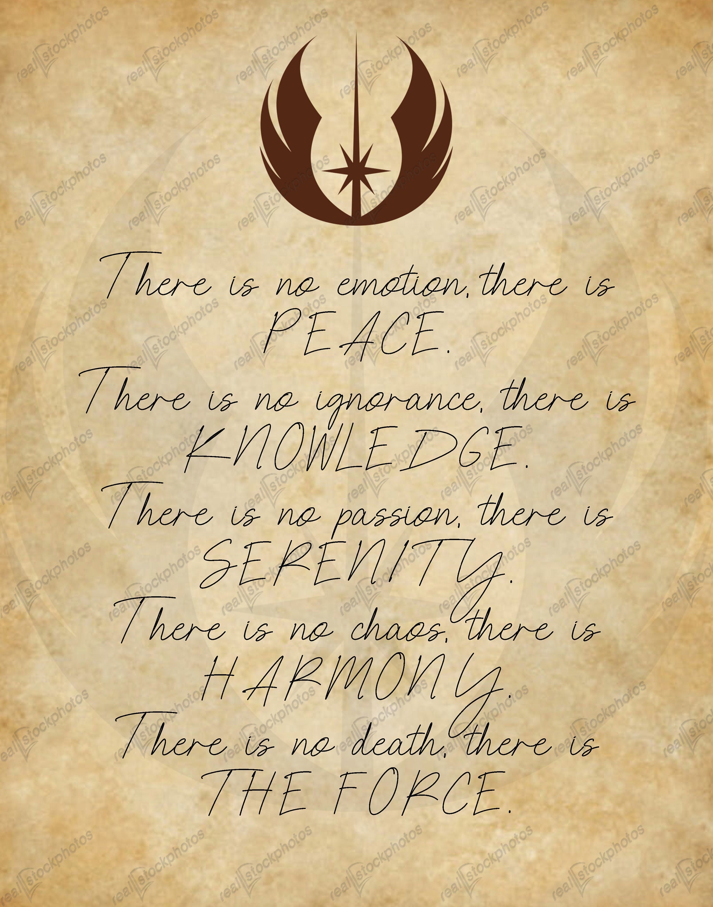 Jedi Code Digital Print Download, Star Wars to Print, Jedi to Print ...