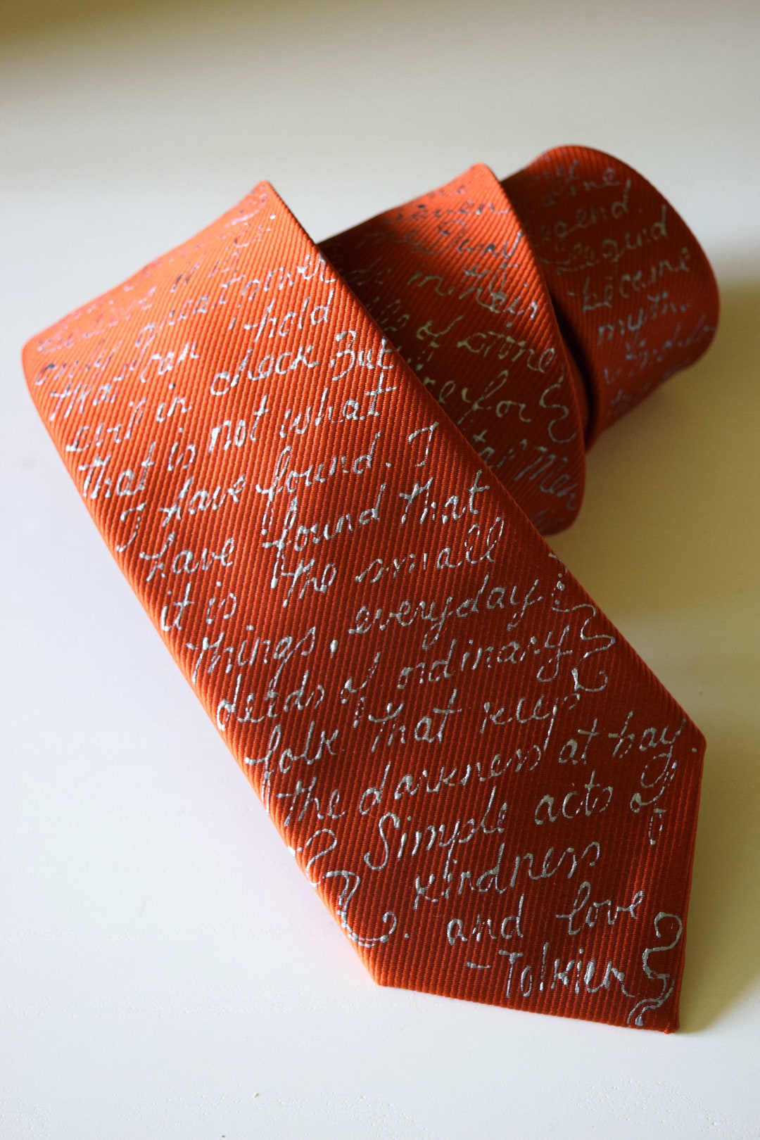 Terracotta Book Quote Tie, LOTR Book Tie , Burnt Orange Tie - Etsy