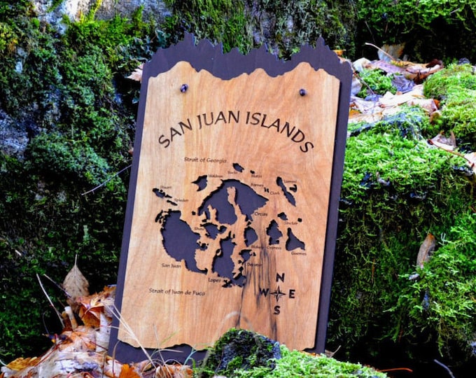 San Juan Islands Wood Map - Etsy