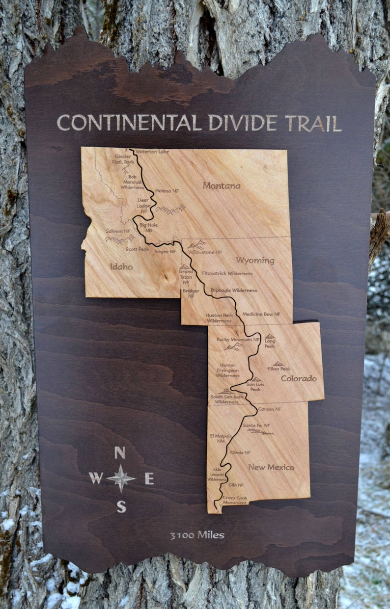 The Continental Divide Trail Wood Map - Etsy