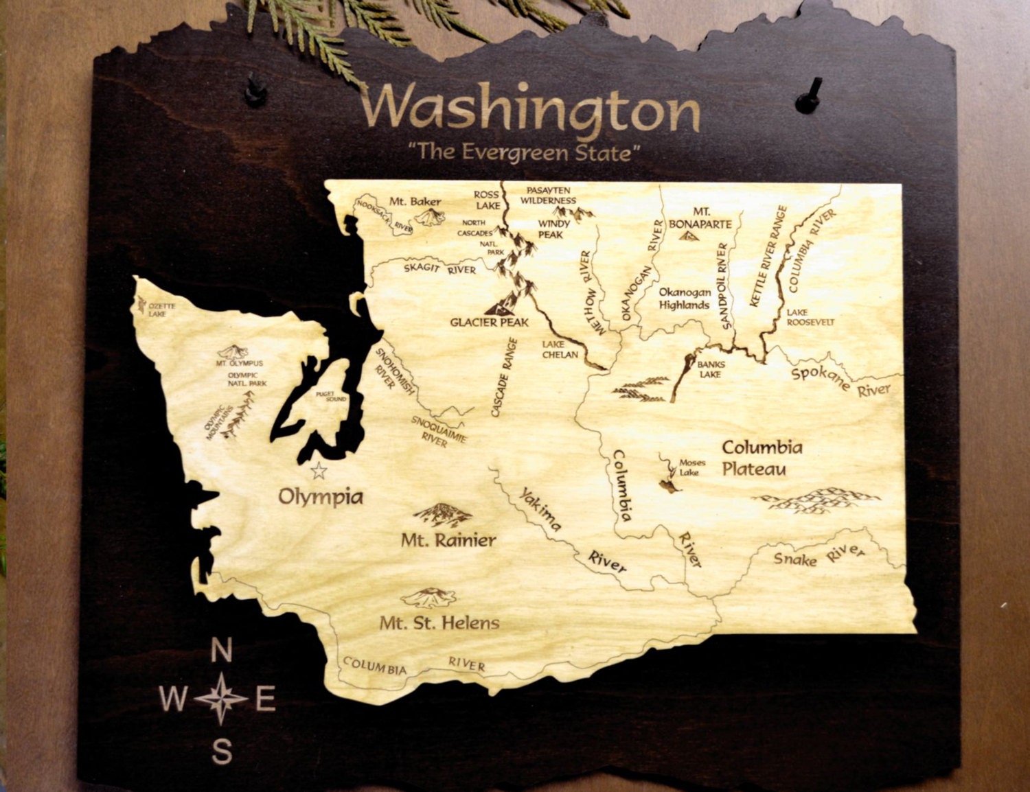 Washington State Wood Map - Etsy