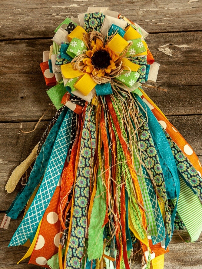 Fall Rags&ribbons Bow for Wreathssunflower Rag Bowautumn Rag - Etsy