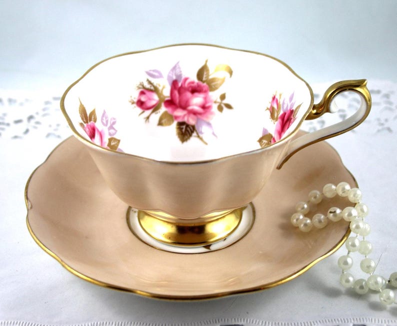 Royal Albert Bone China Avon Tea Cup Duo: Pink Rose, Peach Border ...