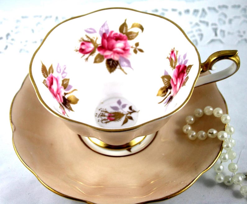 Royal Albert Bone China Avon Tea Cup Duo: Pink Rose, Peach Border ...
