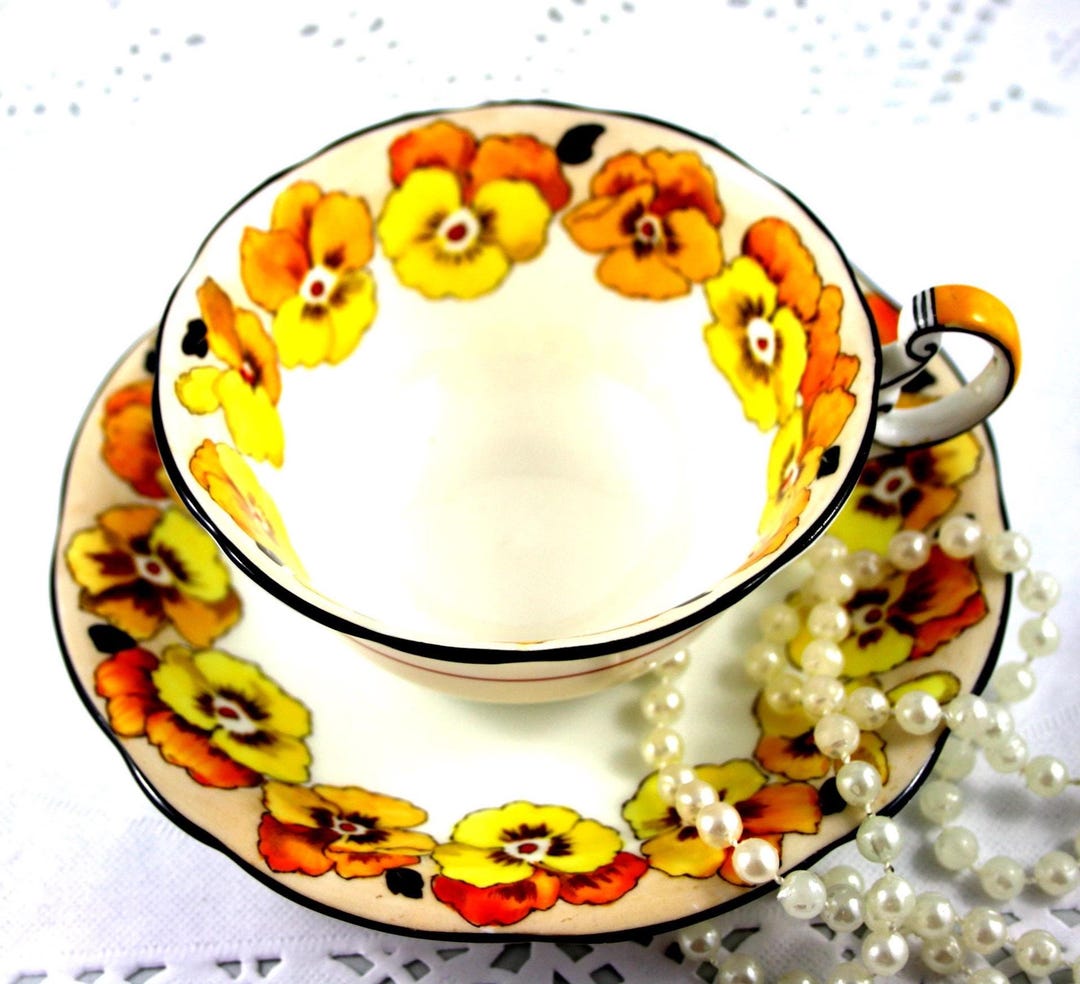 E.B Foley Vintage Floral Duo,colorful Pansies Pattern in Form of ...