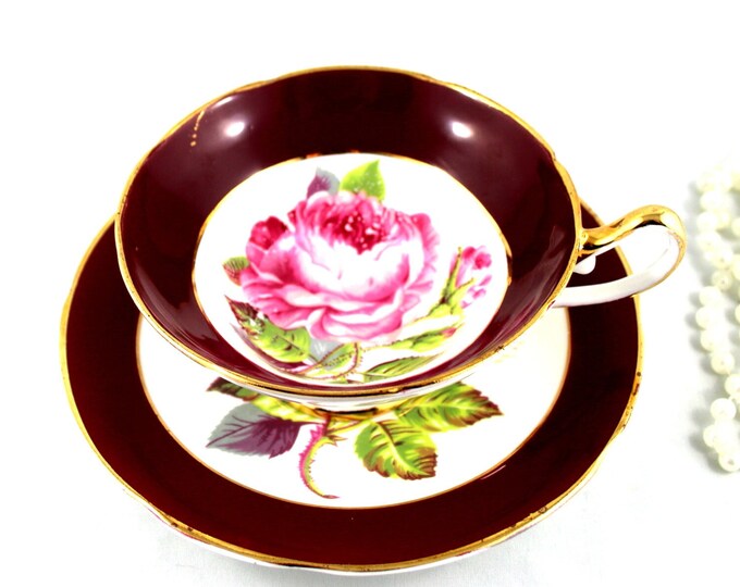 Royal Stuart Hand Painted Gorgeous Duo, Large Pink Rose in the Centre ...