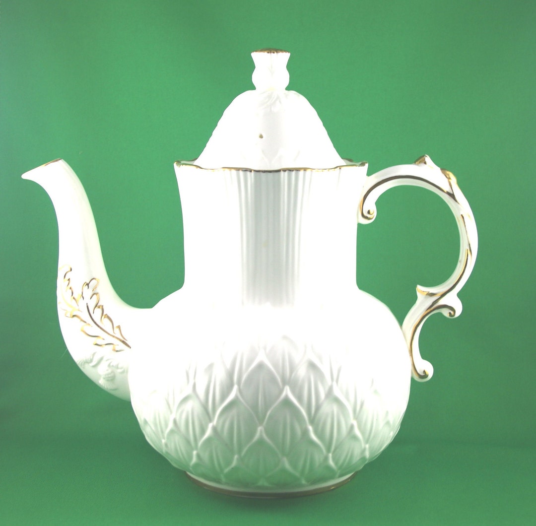 Hammersley Vintage Coffee Pot: Large Bone China With Gold Rims, 1940s ...