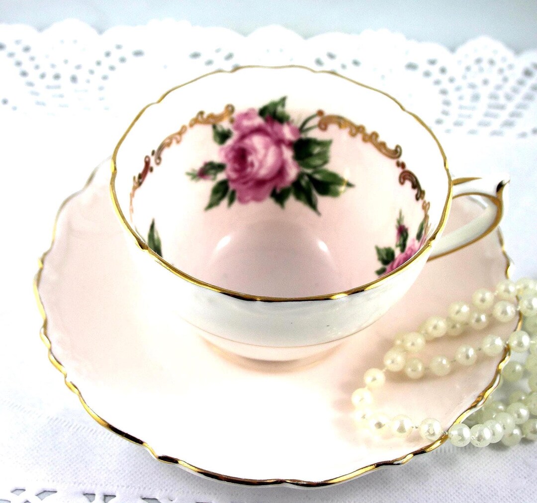 E.B Foley Lovely Floral Duo, Pink Rose Accent on Pink Borders, Gold ...