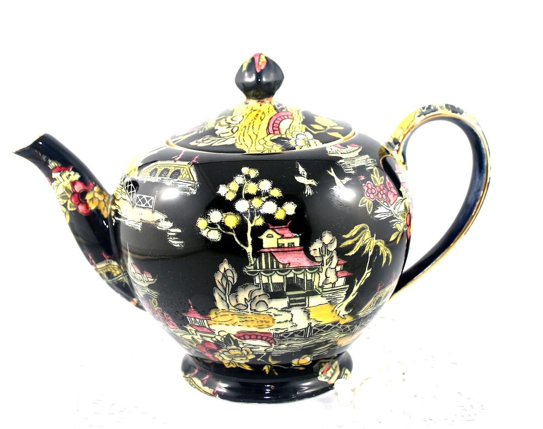 Royal Winton Gorgeous Teapot, Oriental Pekin Black Pattern, Bone ...