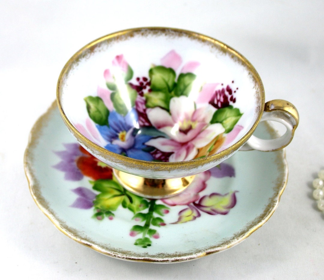 Shafford, Hand Painted Floral Duo, Beautiful Floral Design on White ...