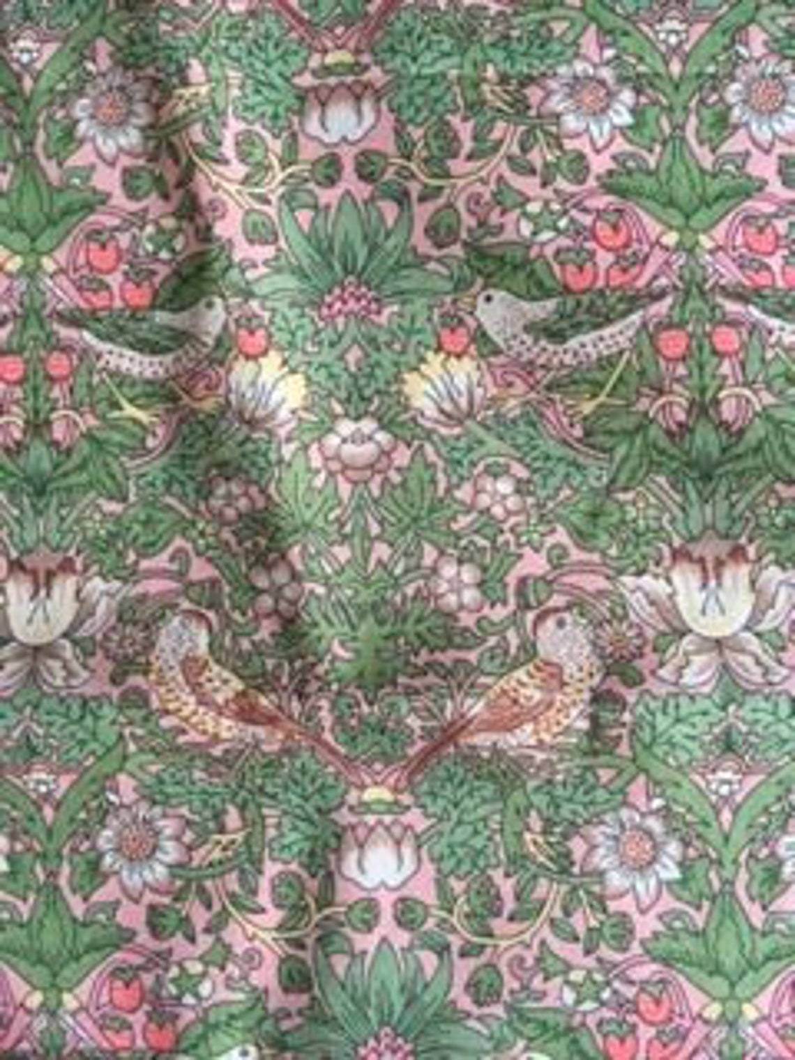 Made in Liberty Print Strawberry Thief green and pink | Etsy