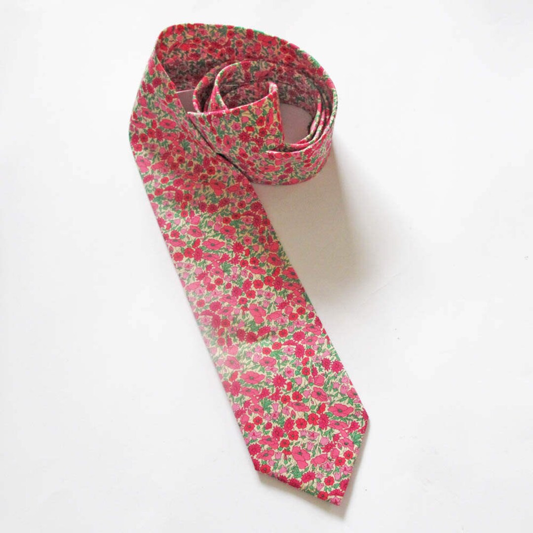 Floral Necktie ~ Made in Pink Small Daisy and Poppy ~ Floral Design ...
