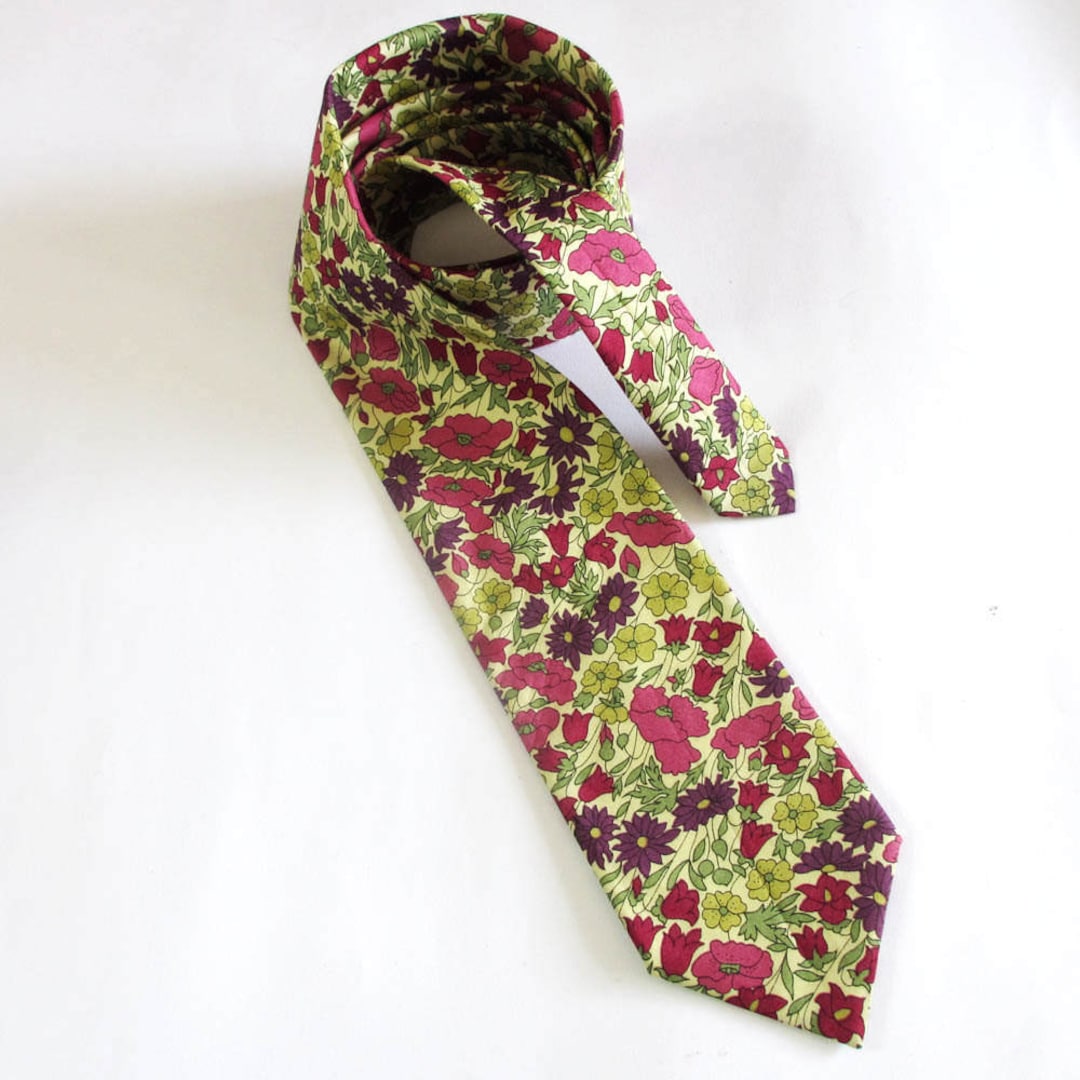 Floral Necktie ~ Made in Purple Daisy and Poppy ~ Floral Design ~ Men's ...