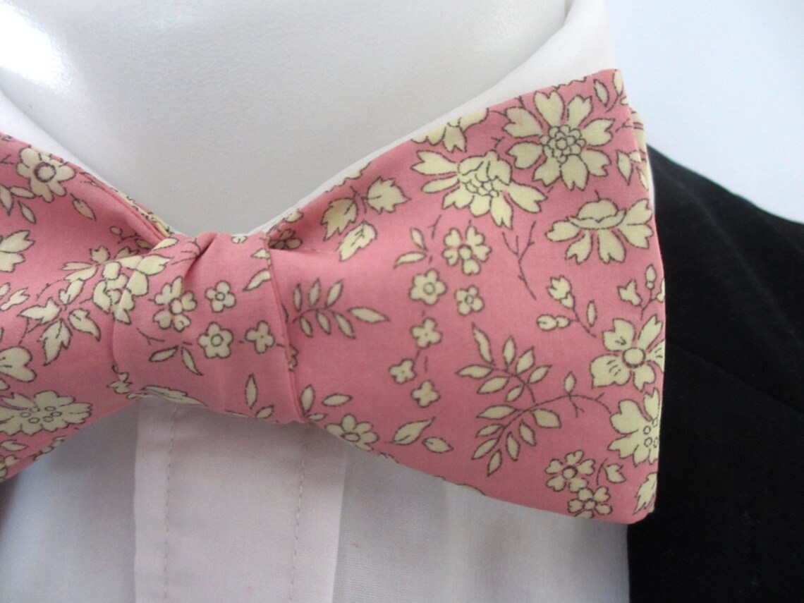 Men's Bowtie in Liberty Print " Capel " - Pink Floral Colorway - Floral ...
