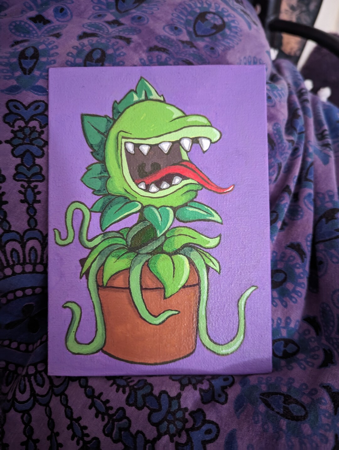Man Eating Plant Little Shop of Horrors Acrylic Painting Green Purple ...