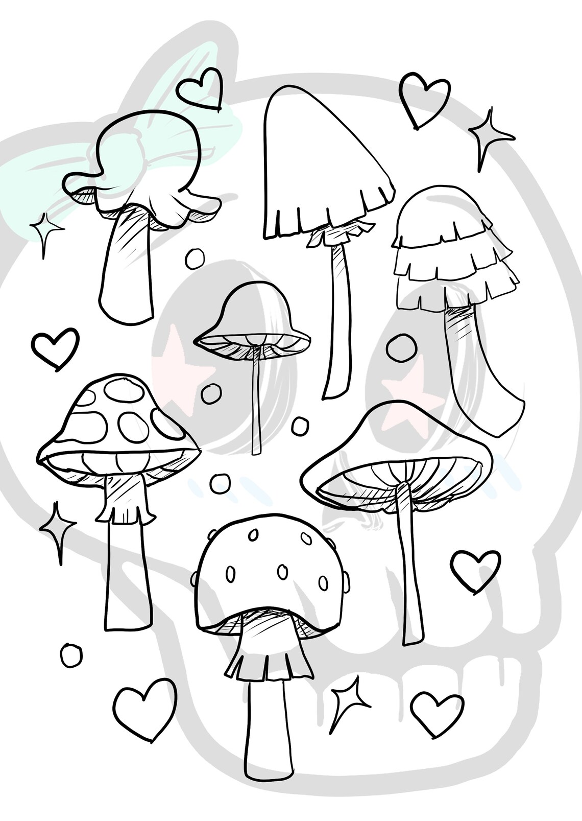 Mushroom Colouring Sheet - Etsy