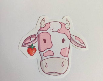 Strawberry Cow Sticker Strawberry Shortcake & Milk Sticker - Etsy