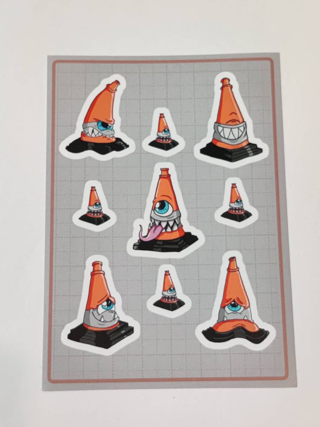 Traffic Cone Monster Sticker Sheet A6 - Etsy