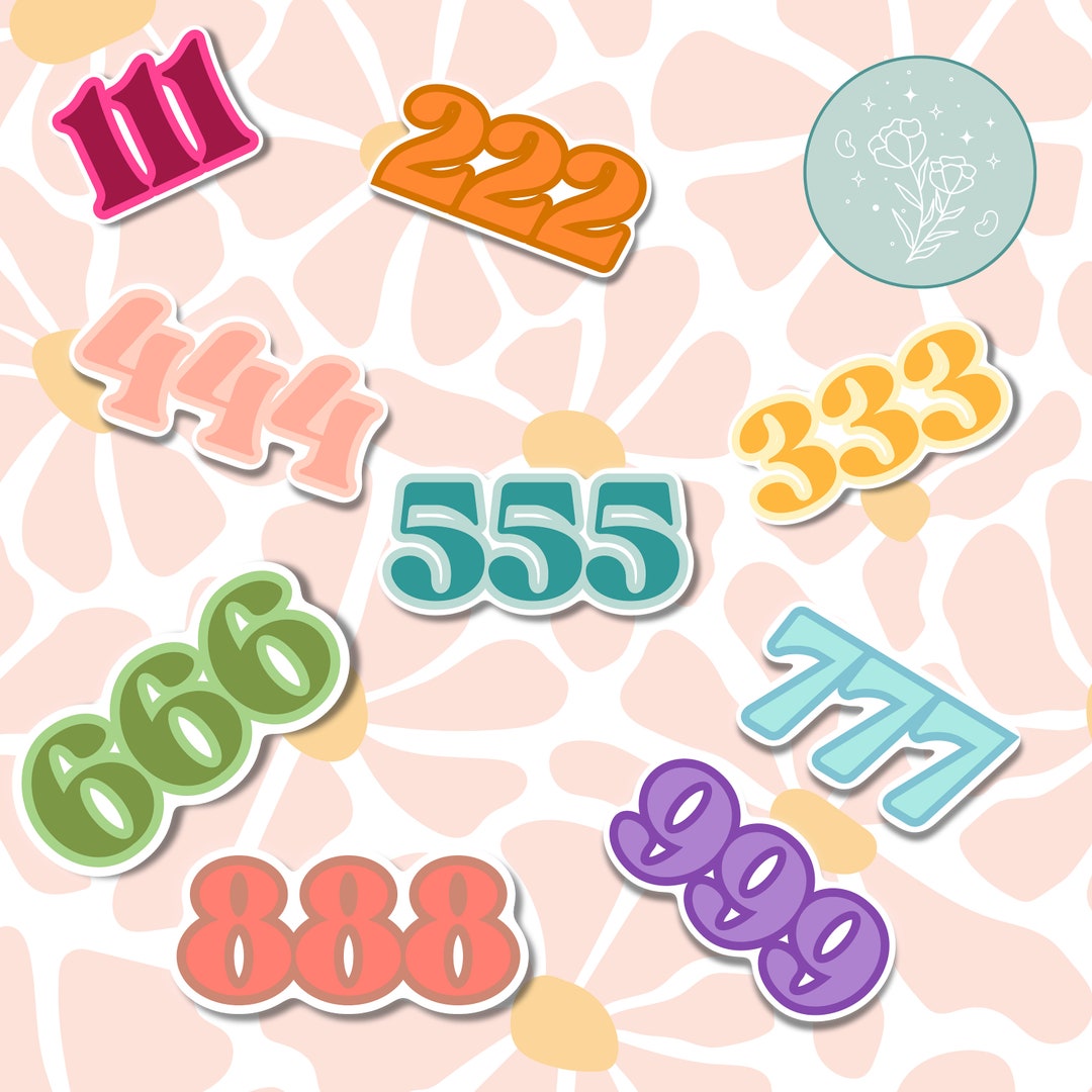 Angel Number Sticker | Y2K Sticker | 111, 222, 333, 444, 555, 666, 777 ...