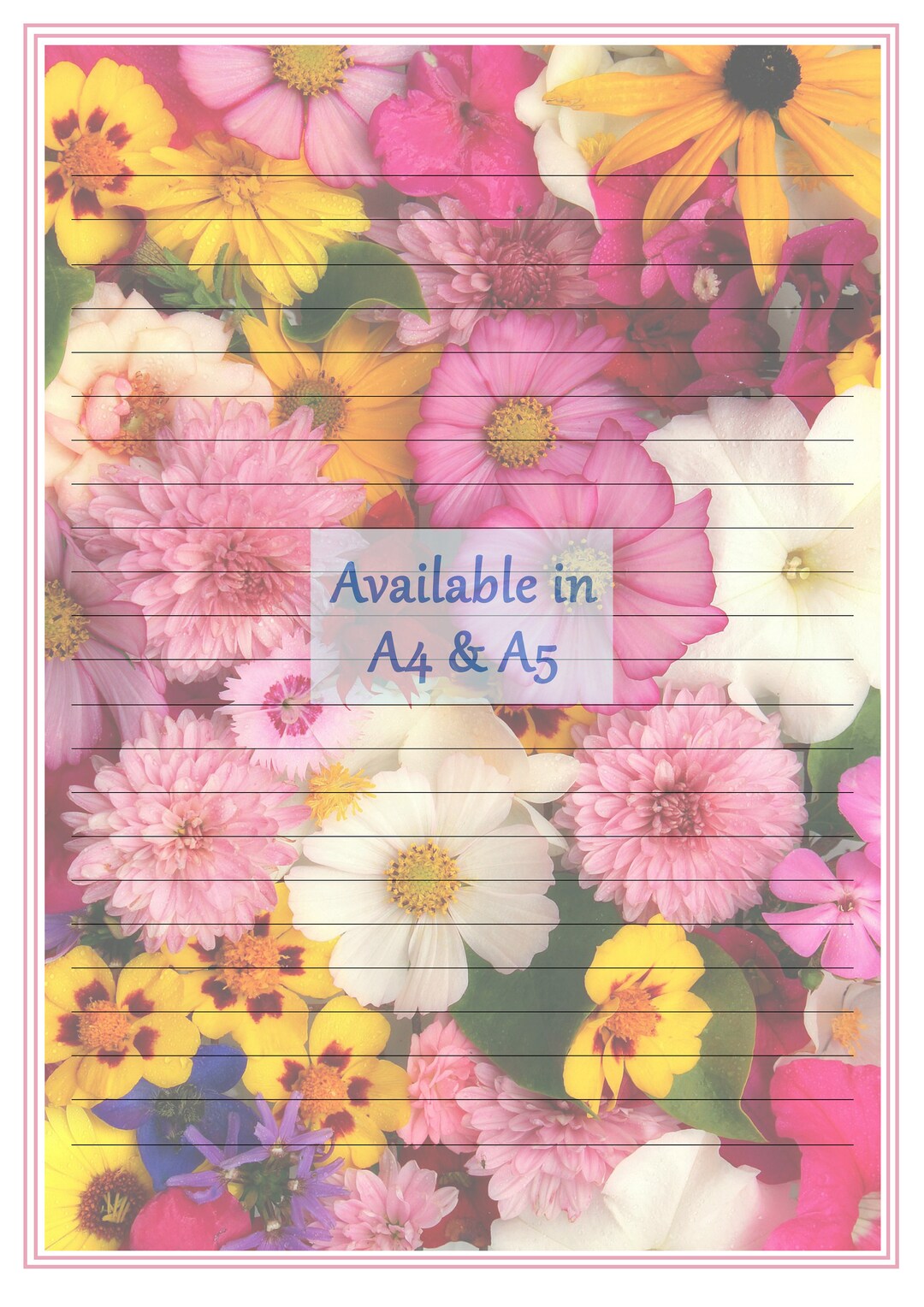 Printable Stationery Flowers Letter Paper A4 Lined Snail - Etsy