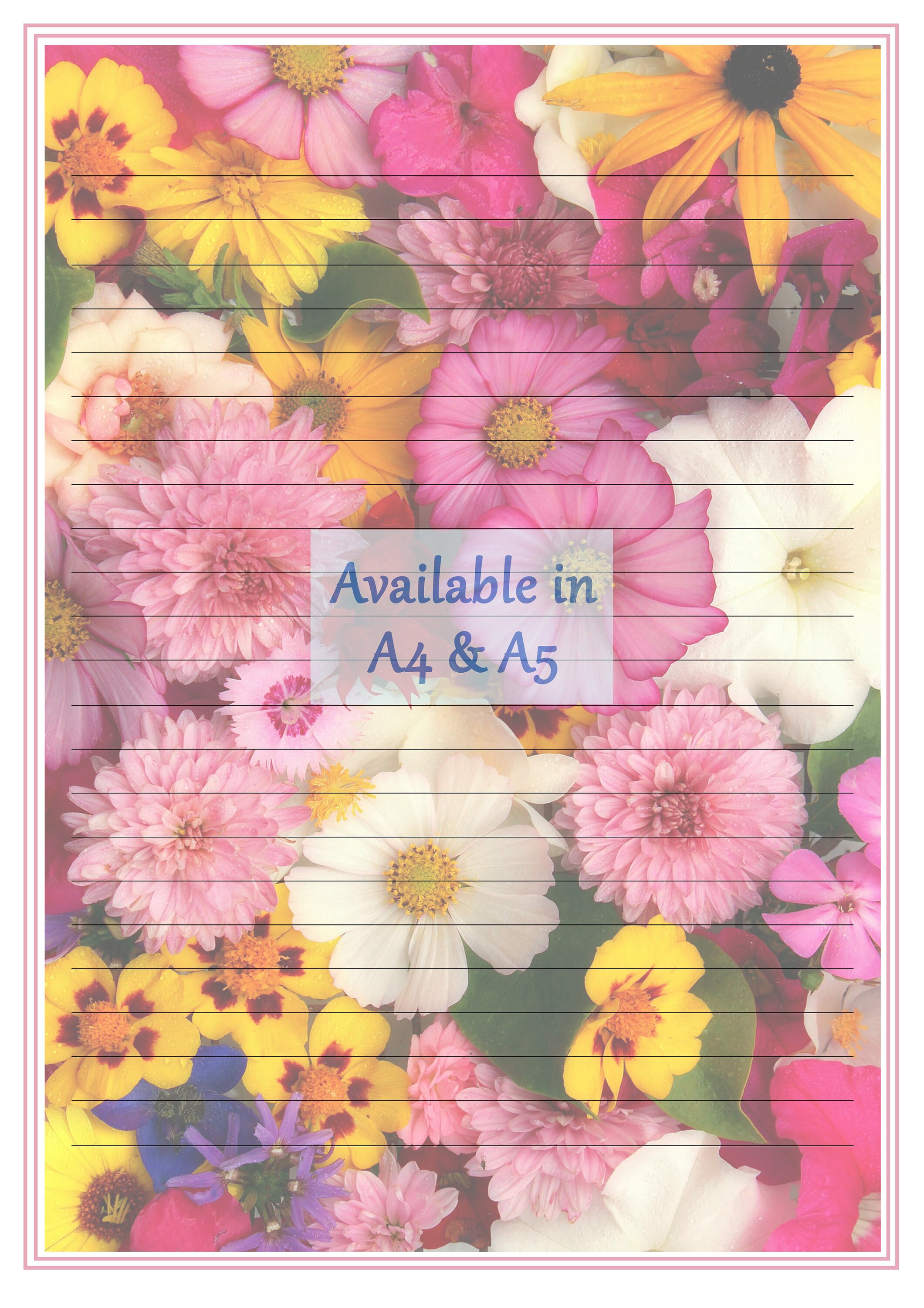 Printable Stationery Flowers Letter Paper A4 Lined Snail - Etsy