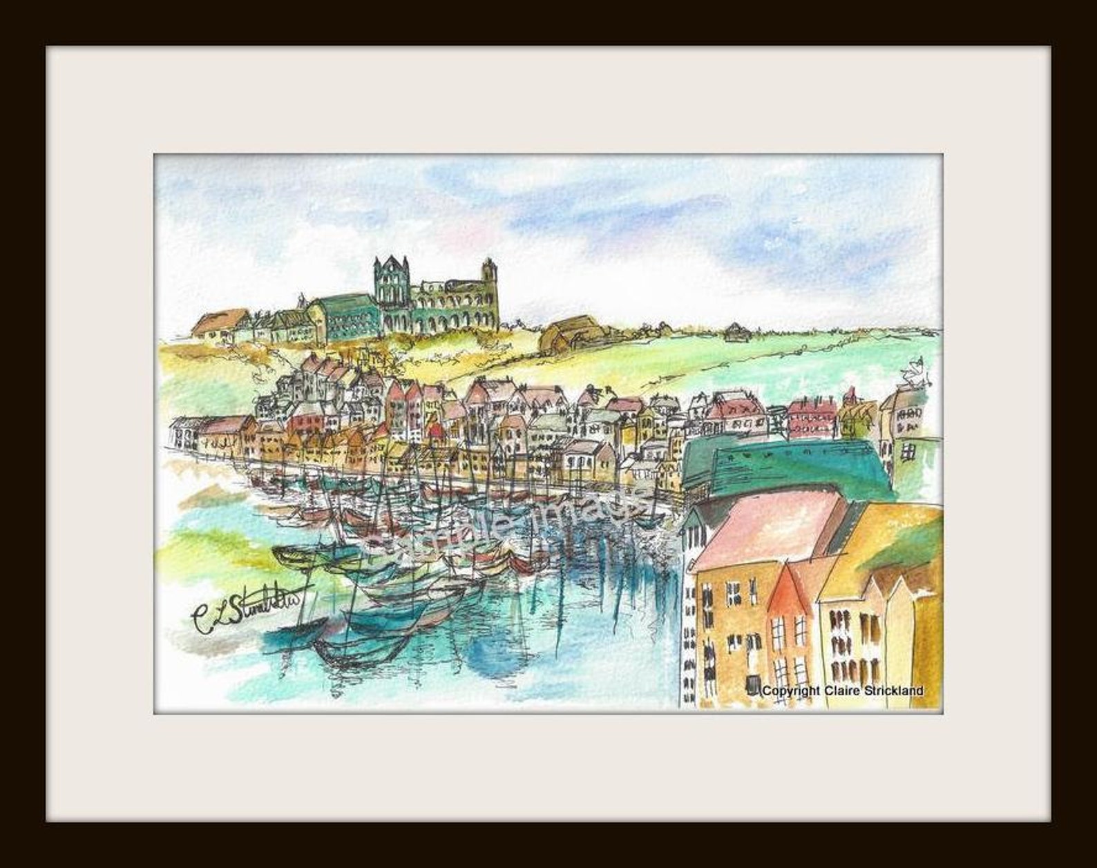 Whitby Harbour, Yorkshire Coast - Giclee Print of Original Watercolour ...