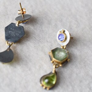 Watermelon Tourmaline, Peridot, Iolite Earrings - Etsy